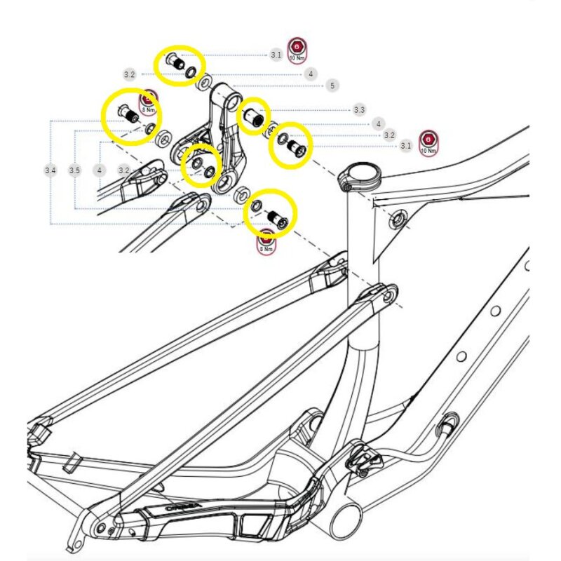 Orbea, Hardware Kit Link OIZ H / OMR / OMX, Schrauben Wippe X005, 42,90